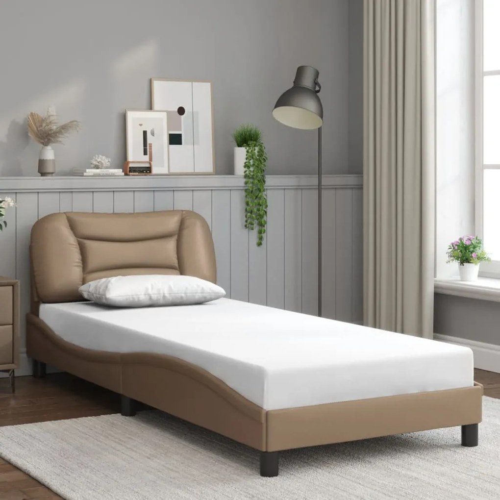 Rám postele bez matrace Hvar cappuccino 90x200 cm umělá kůže 3207978