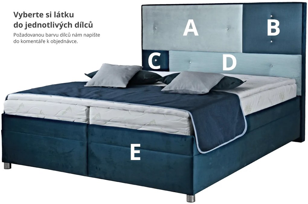 NEW DESIGN postele Boxspring postel COLORE s úložným prostorem, 180×200 cm Velikost postele: 180 × 200 cm