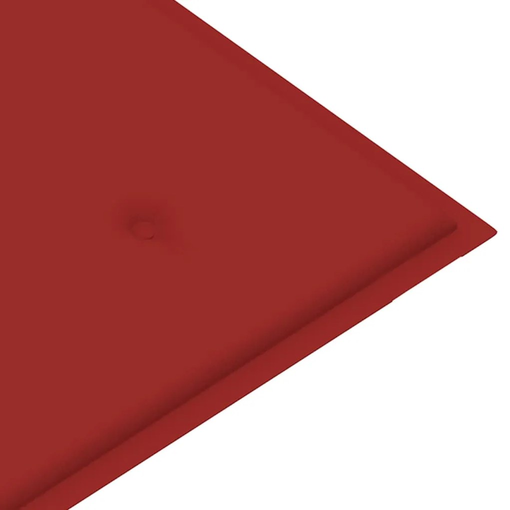 Lavice Batavia s červenou poduškou - 120 cm | masivní teakové dřevo