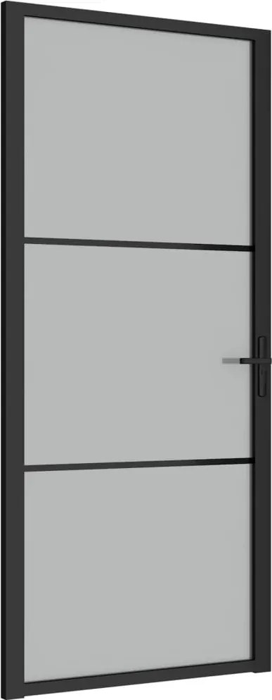 vidaXL Interiérové dveře 93 x 201,5 cm černé ESG sklo a hliník [350554] Barva: Černá a tmavě průhledná