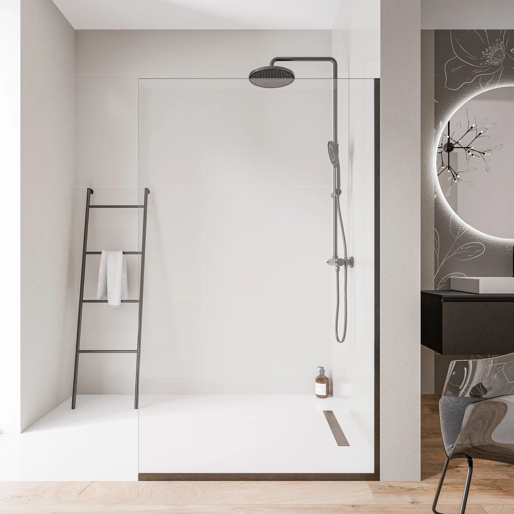 Sprchová zástěna Walk-In EX102 - 10mm čiré sklo - Nano ochrana - profil černý mat - různé šířky