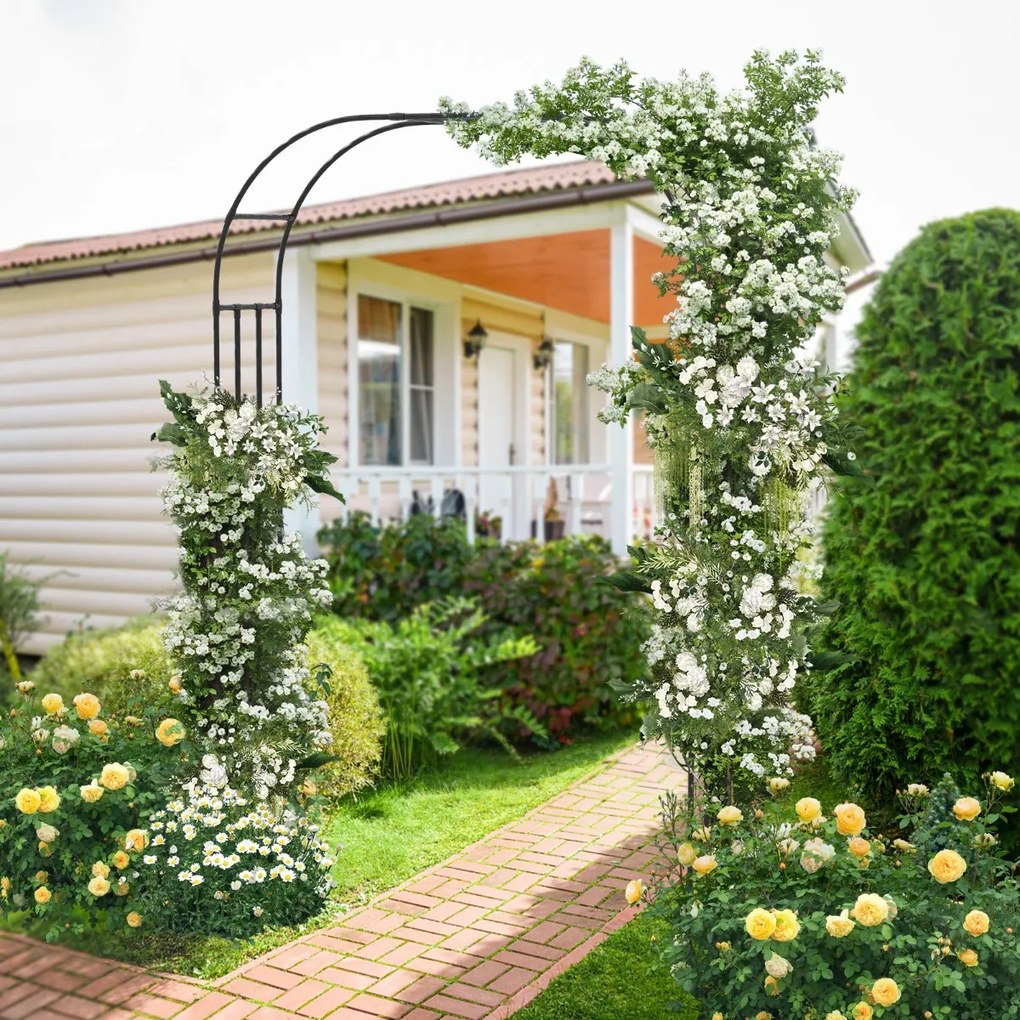 Costway Metal Rose Arch Trellis pro popínavé rostliny Vinný oblouk Velký