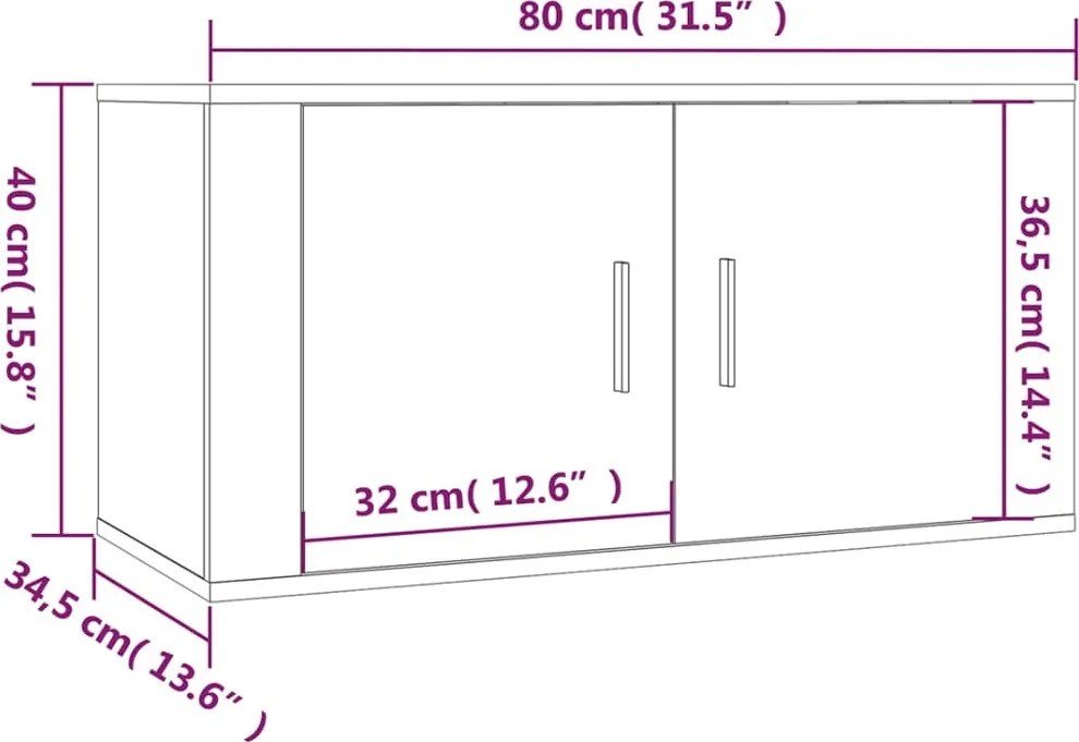 vidaXL Nástěnná TV skříňka 80x34,5x40 cm [816629] Barva: Bílá