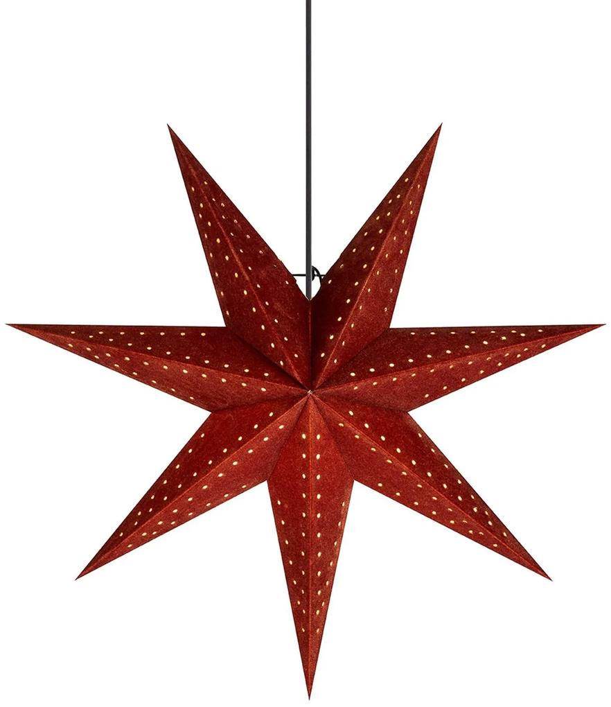 Závěsná hvězda Embla Ø45cm, sametový vzhled, hnědá