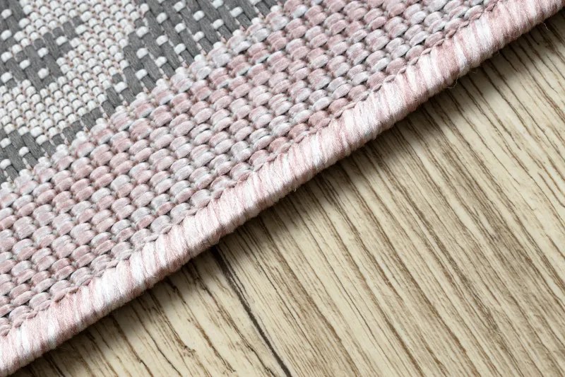 Dywany Łuszczów, Kusový koberec Sion Sisal Aztec 3007 pink/ecru – na ven i na doma, 120x170, růžová, chodba / předsíň