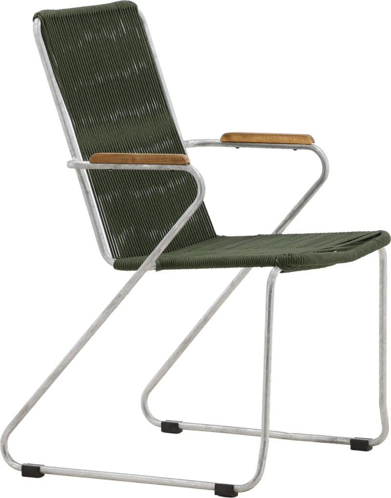 Zahradní jídelní židle Bois – zelená / stříbrná – 60 cm