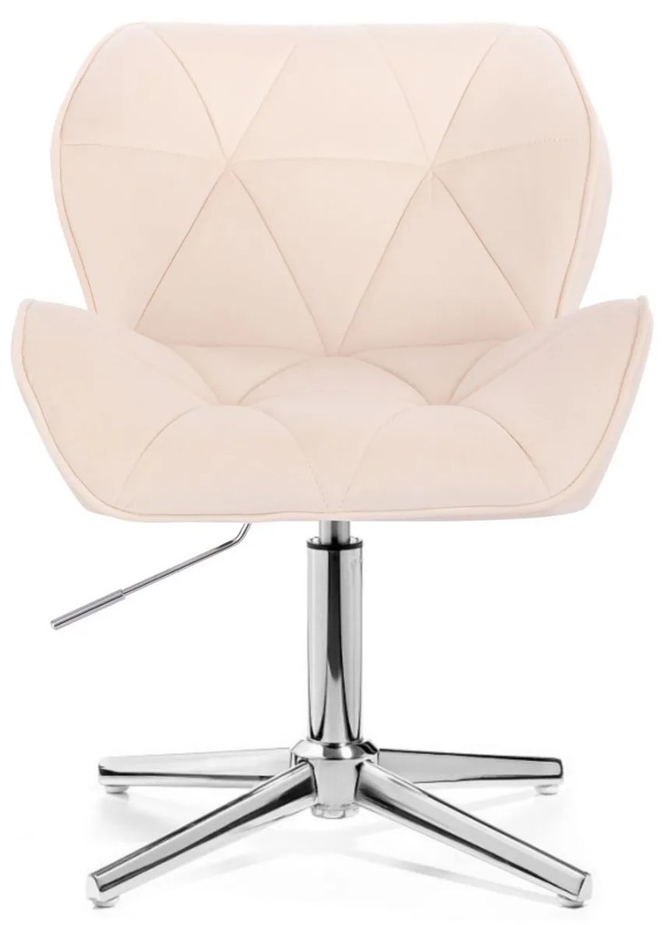 LuxuryForm DESIGN Otočná židle MILANO VELUR na stříbrném kříži - krémová