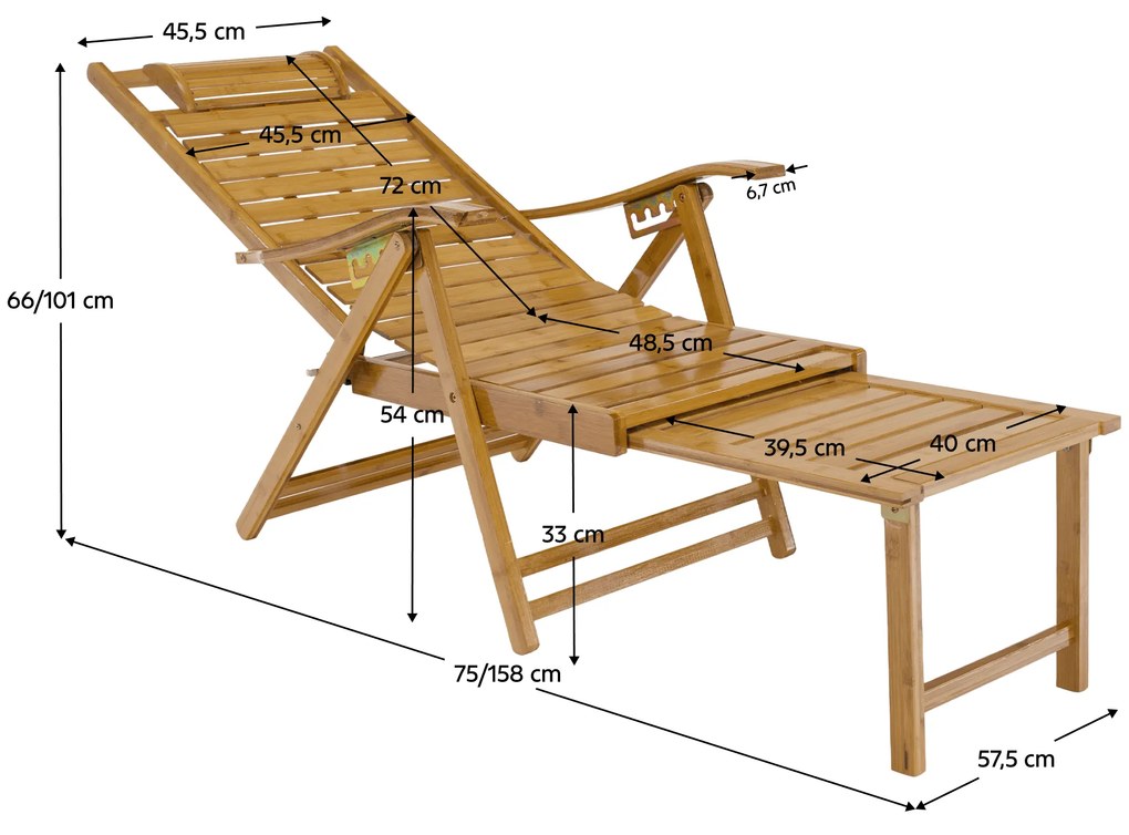 Kondela Zahradní polohovací křeslo, přírodní, bambus, URSEL