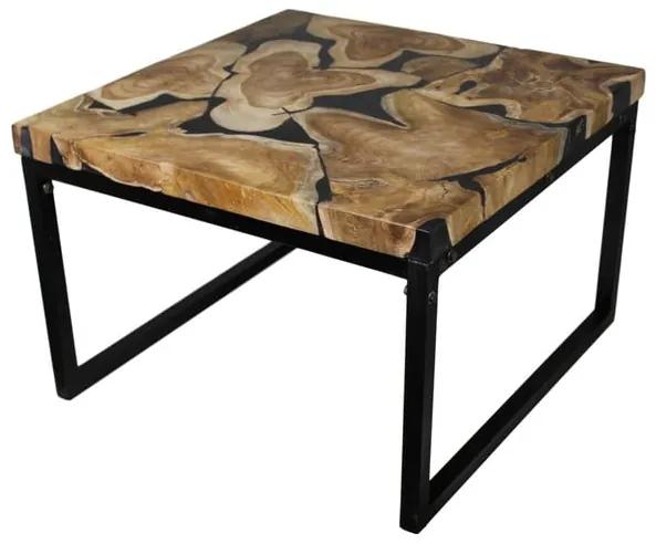 Konferenční stolek z kovu a teakového dřeva HSM collection Salon, 60 x 37 cm