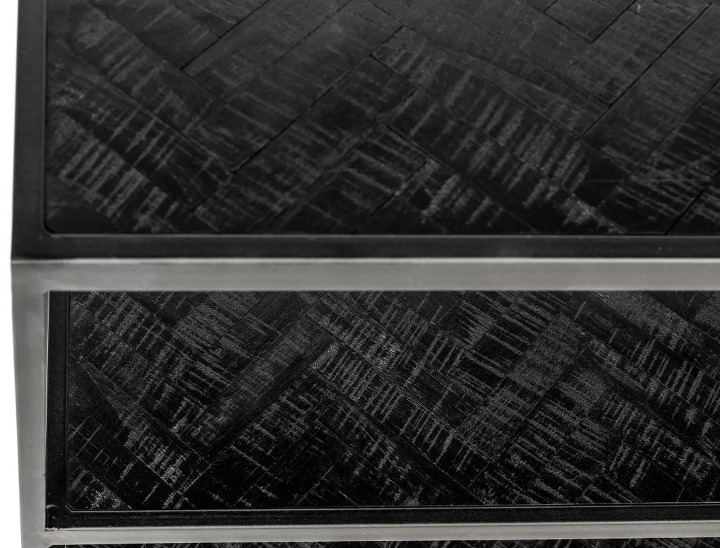 White Label Černý teakový regál WLL PARKER 90 x 90 cm