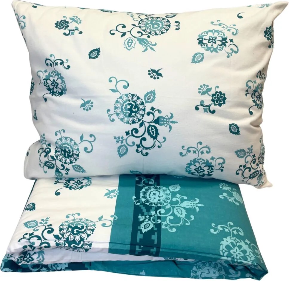 Povlečení flanelové Carmela zelená 200x140cm+90x70cm TiaHome