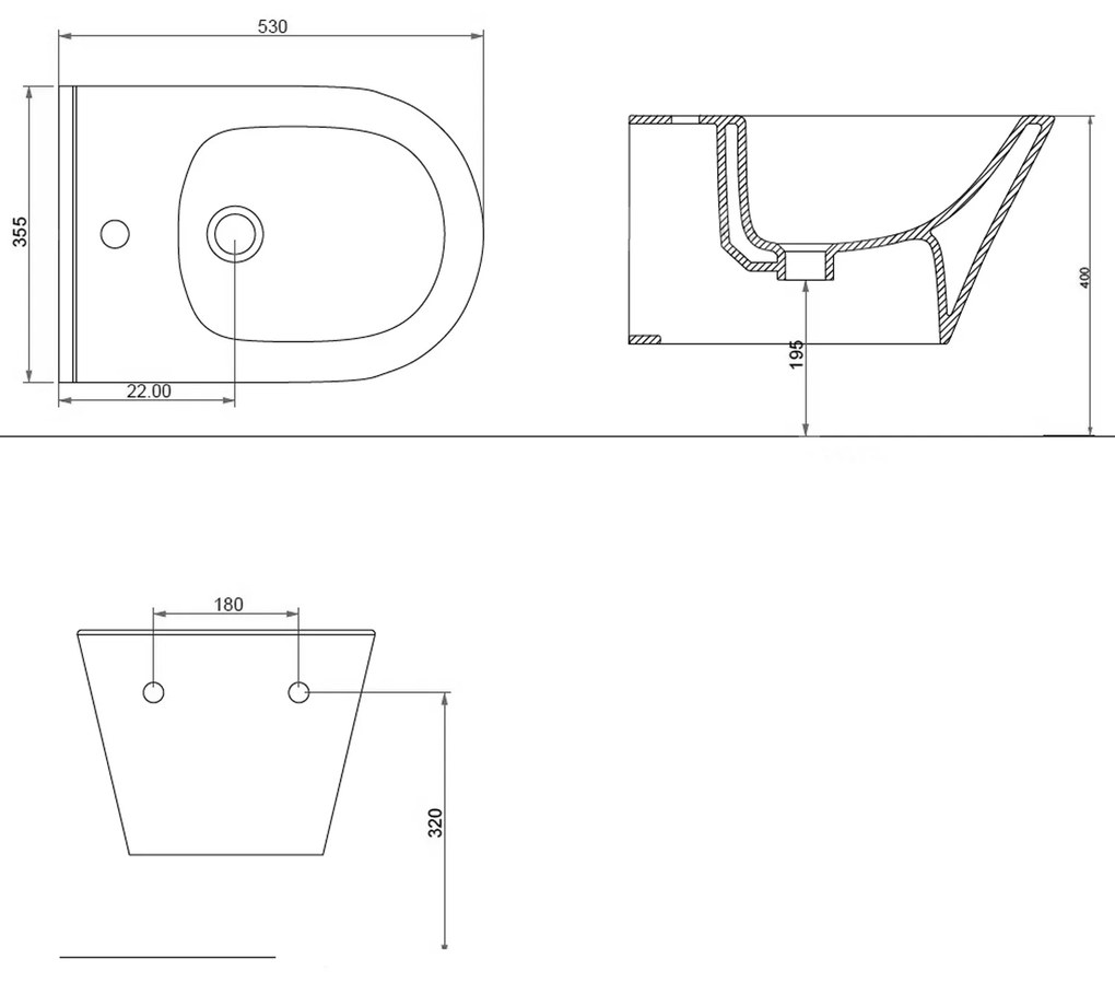 Sapho AVVA bidet závěsný 35,5x53 cm, bílá - 100324