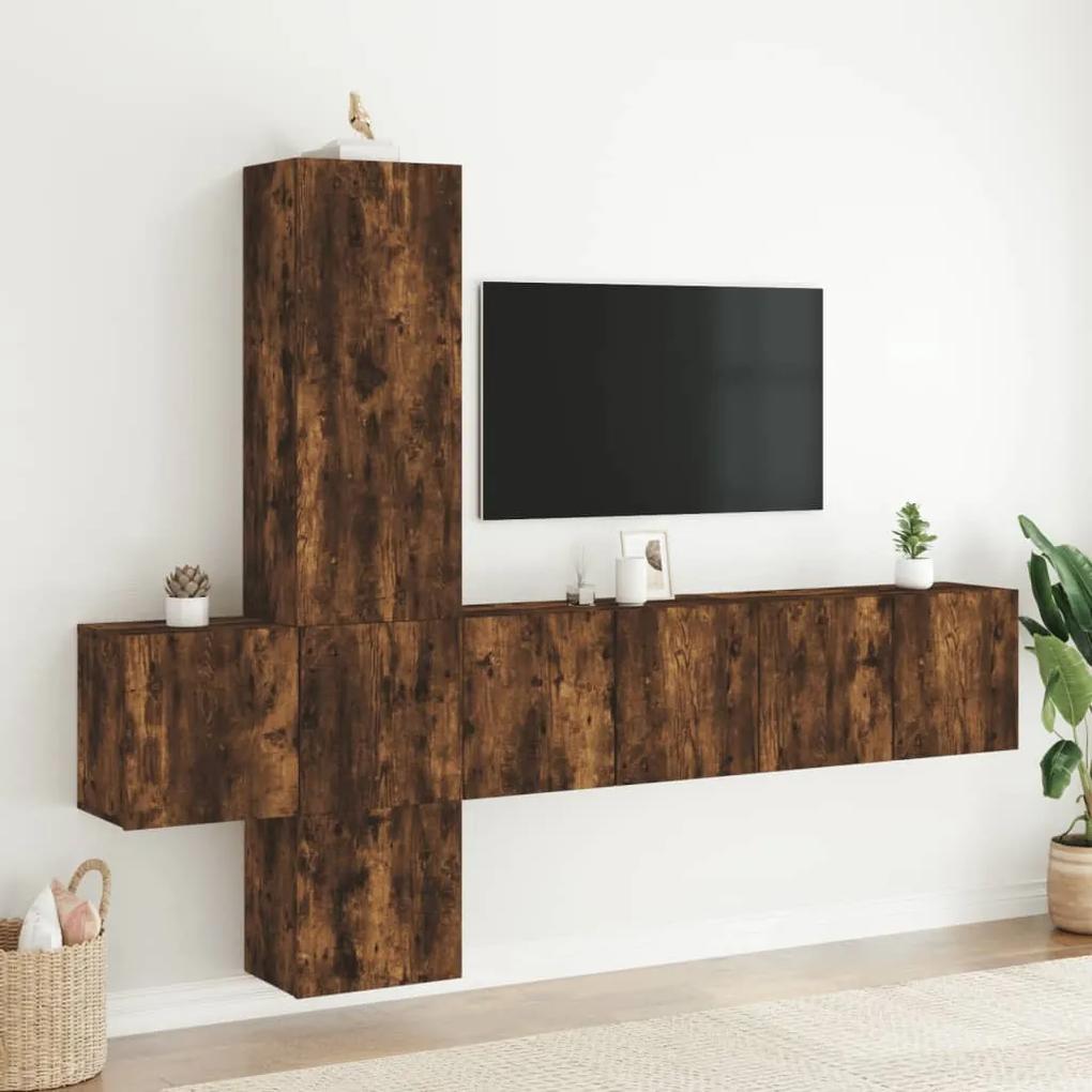 5dílná obývací stěna kouřový dub kompozitní dřevo - Default Title
