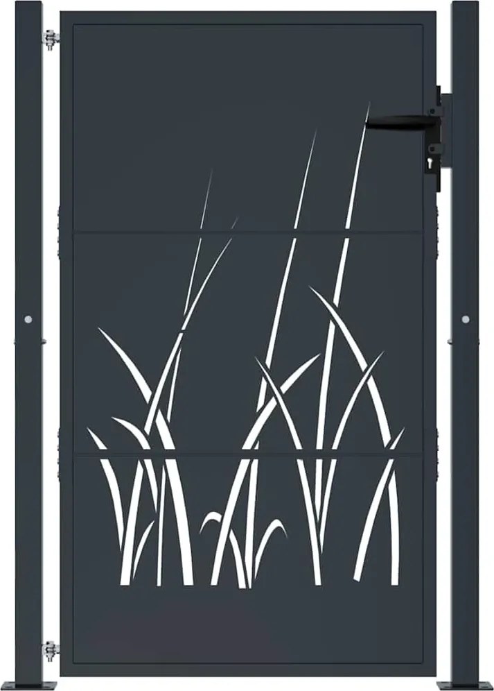 Zahradní branka antracitová 100 x 150 cm ocelová, design trávy 153169