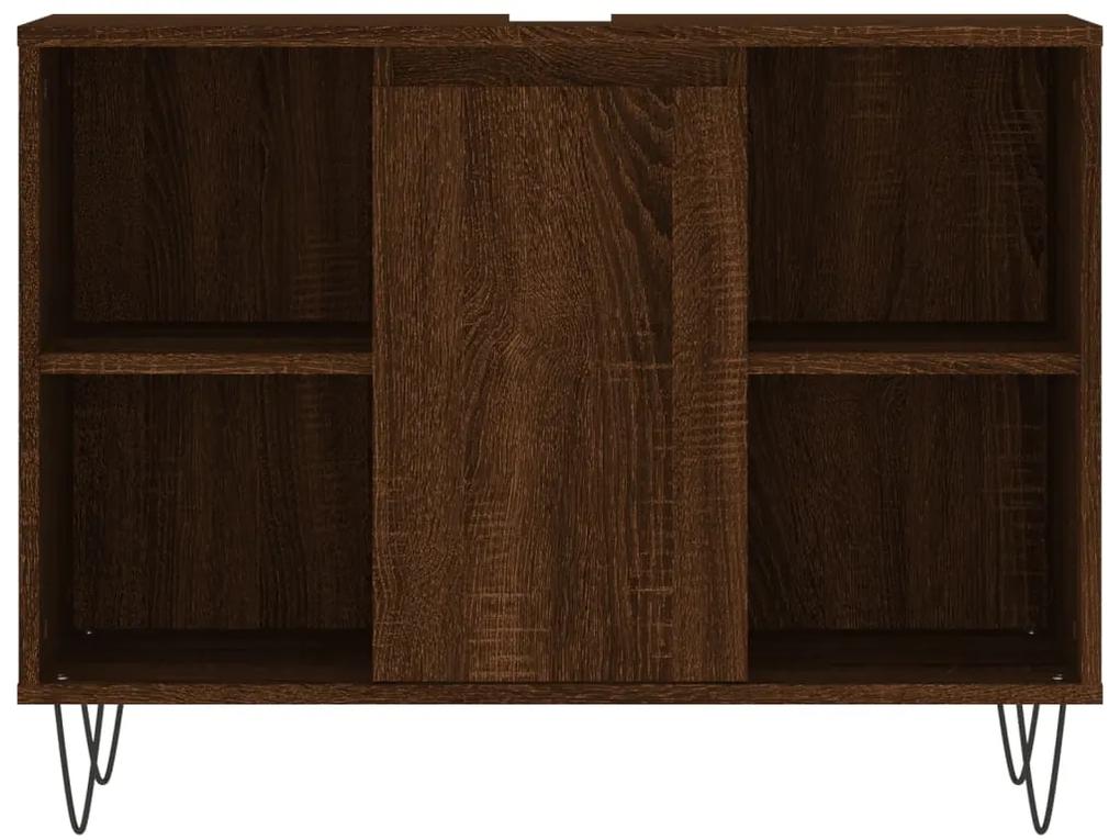 3dílný set koupelnového nábytku hnědý dub kompozitní dřevo,  3190306