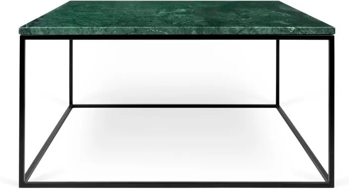 Zelený mramorový konferenční stolek s černými nohami TemaHome Gleam, 75 x 75 cm