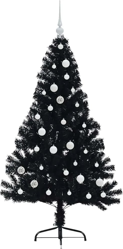 Umělý osvětlený vánoční stromeček Černá 150 cm PVC 3397131