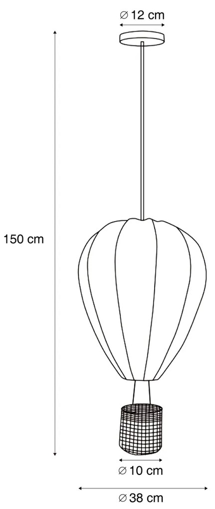 Dětské závěsné svítidlo růžový horkovzdušný balón - Air Balloon
