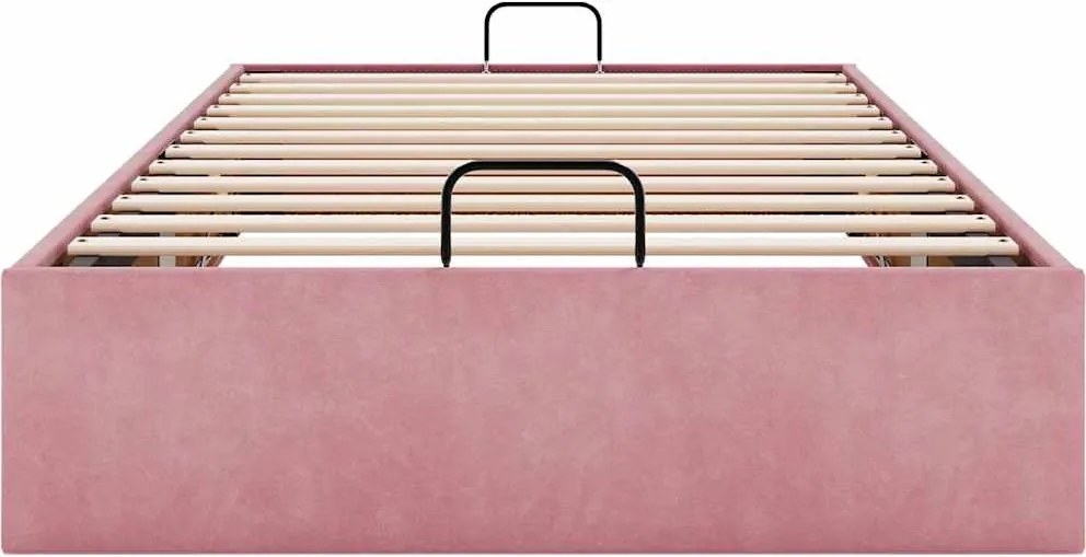 Osmanský rám postele bez matrace růžová 90x200 cm samet 3310942