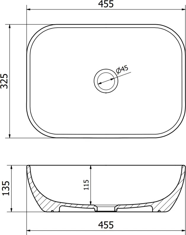 Mexen Rita, umyvadlo na desku 455x325x135 mm, bílá-imitace bílého kamene, 21084582