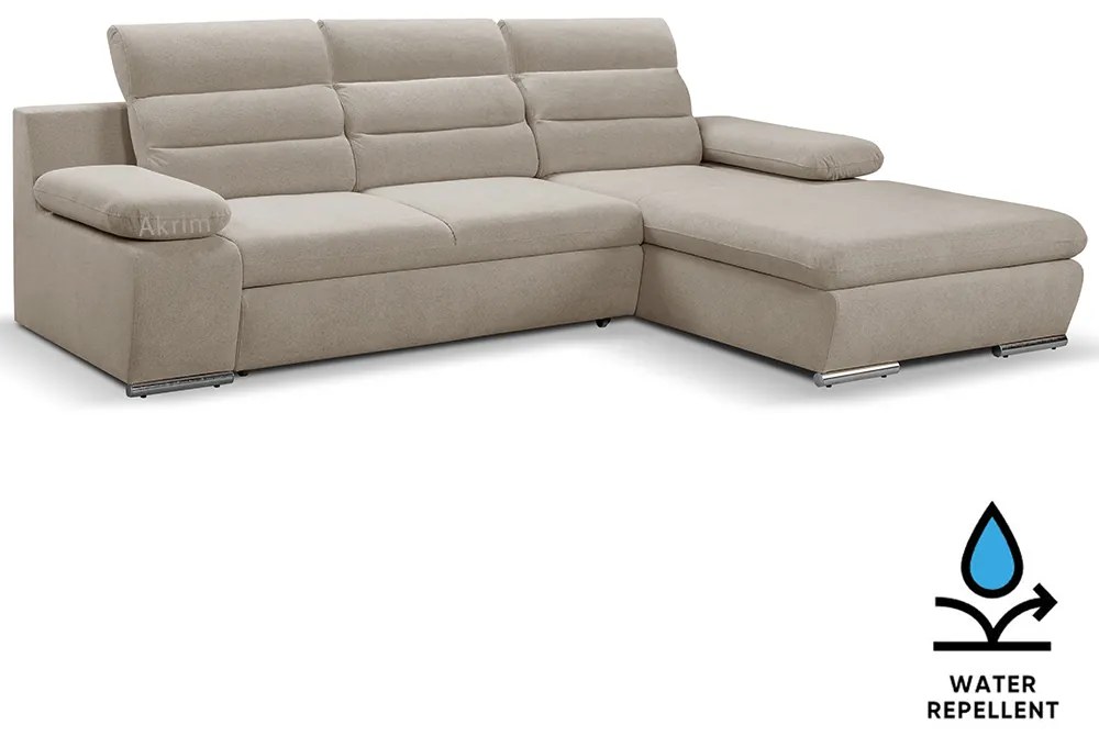 Sedací souprava GRECO MINI | 278x185 cm | PRAVÁ | 11 béžovošedá WATER REPELLENT | rozkládací + úložný prostor