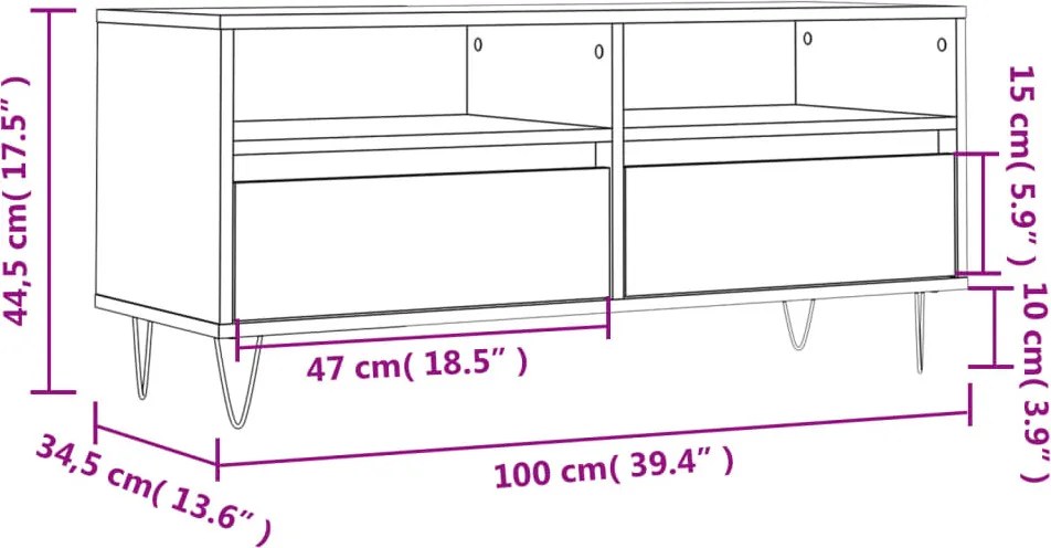 vidaXL TV skříňka 100 x 34,5 x 44,5 cm kompozitní dřevo [831239] Barva: bílá s vysokým leskem