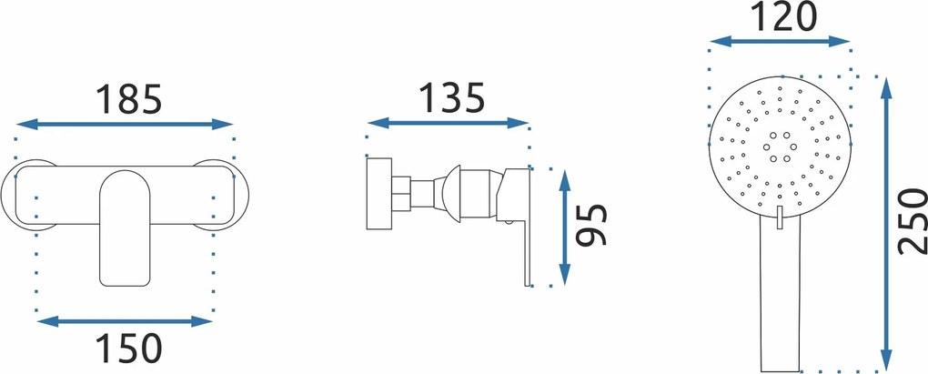 Rea Bloom, sprchová baterie s bodovou ruční sprchovou sadou, černá-zlatá, REA-B9938