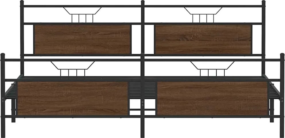 Kovový rám postele bez matrace hnědý dub 200 x 200 cm 3325106