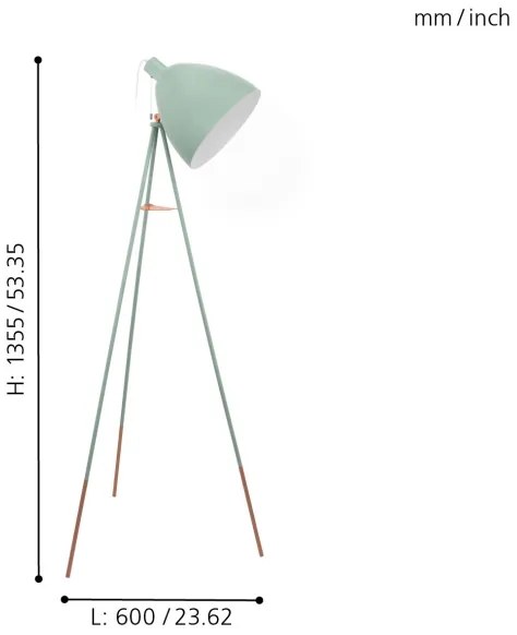 Eglo 49342 - Stojací lampa DUNDEE 1xE27/60W/230V