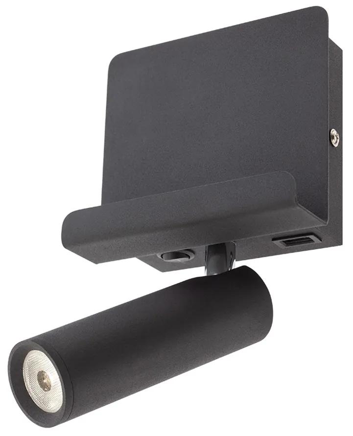Smarter 01-3084 nástěnné LED svítidlo Panel s USB, pískově černá, 3,5W, 3000K, 22,4cm
