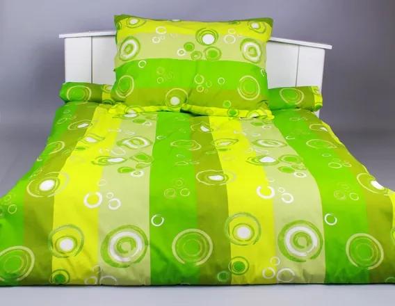 České bavlněné povlečení 140x200 na 2 postele - Ariel zelené bubliny Lobles