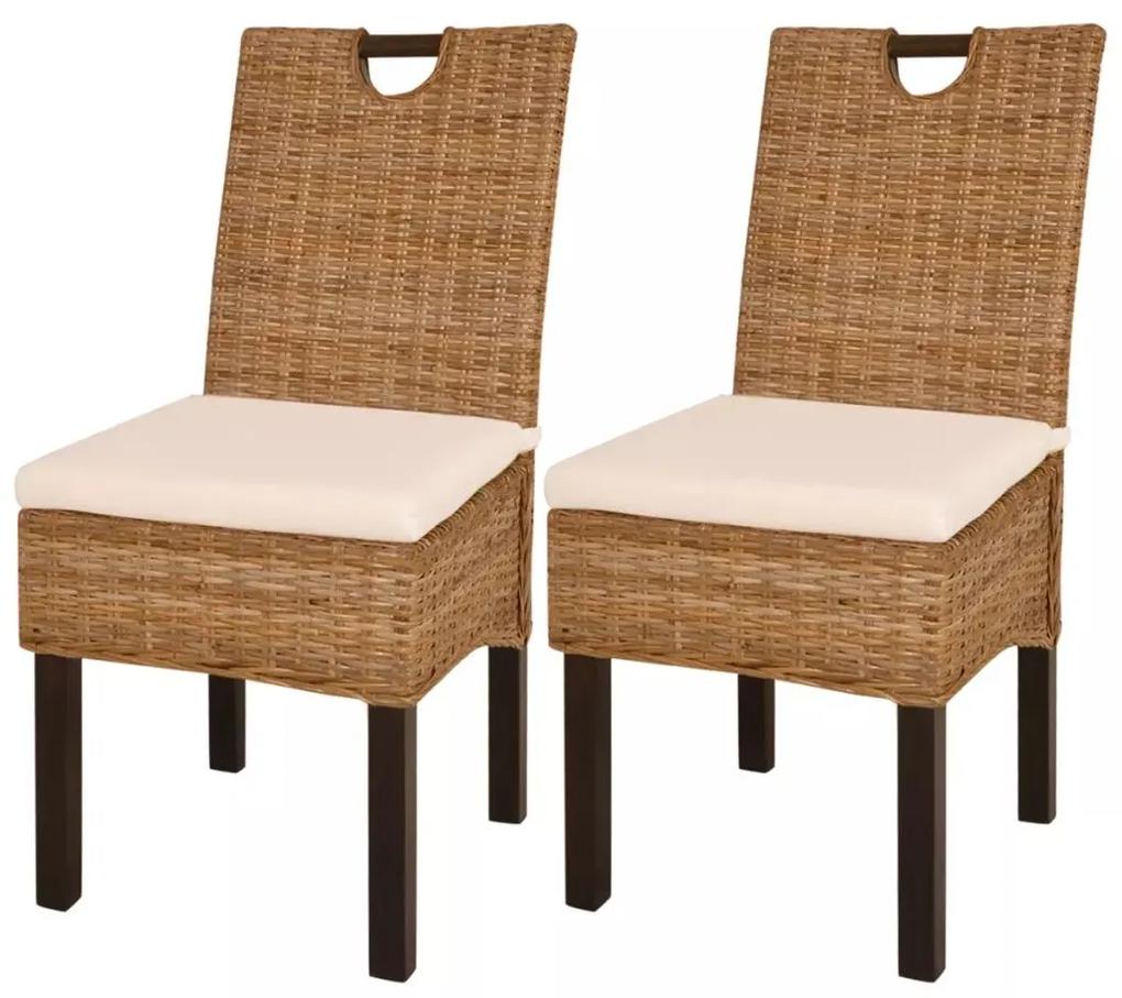 Jídelní židle 2 ks ratan kubu a mangovníkové dřevo,  243639