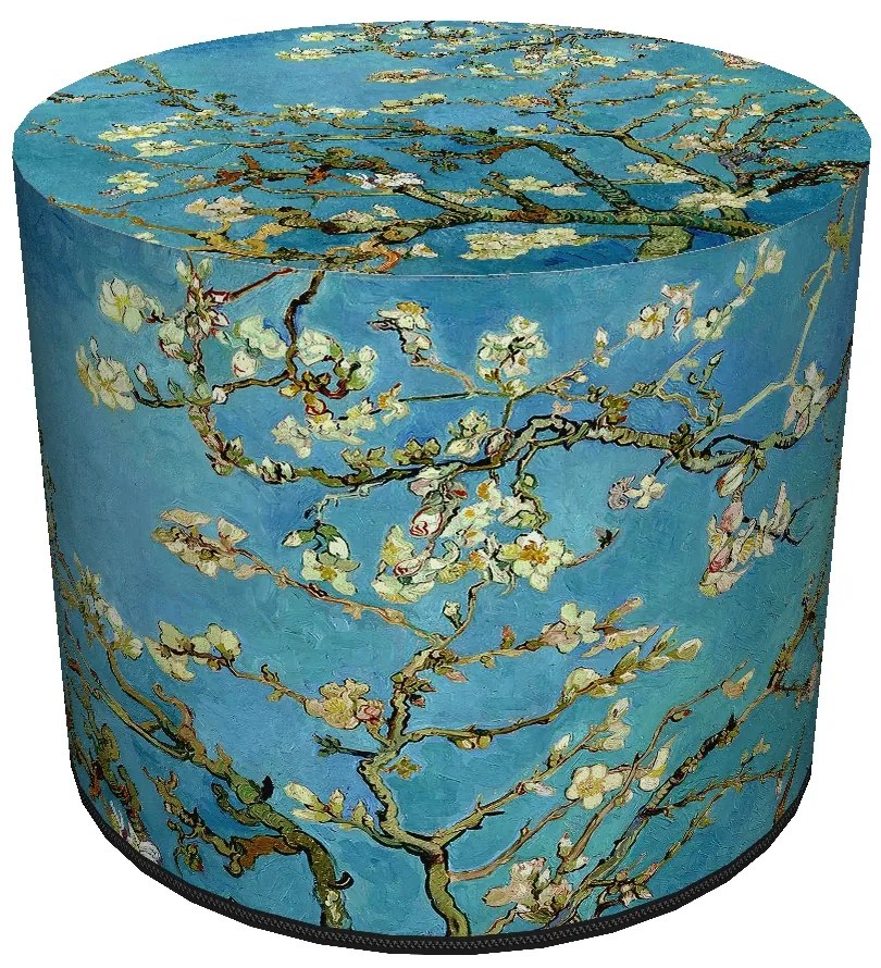Modrý květovaný taburet ALMOND 40x40 cm
