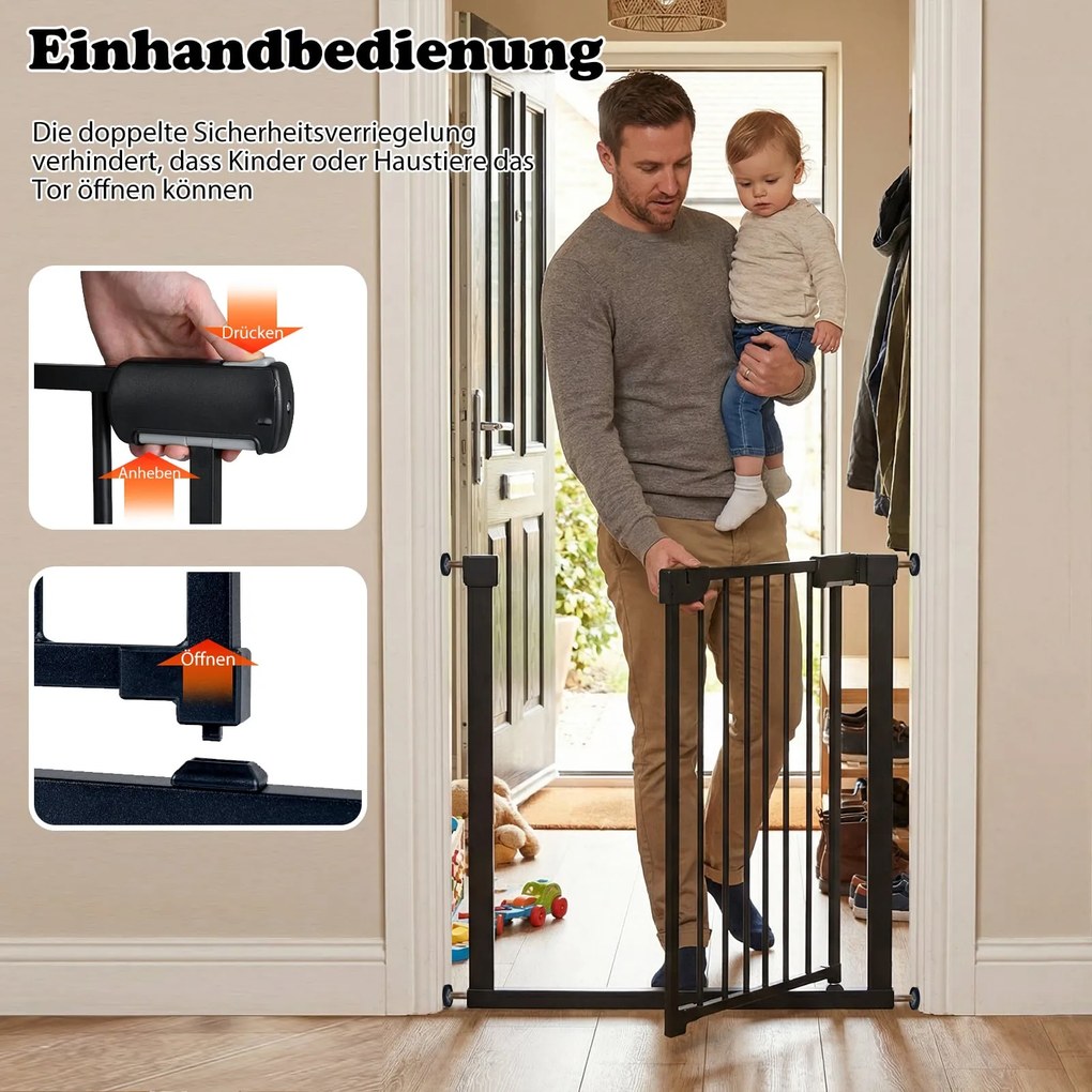Costway Schodišťová brána bez vrtání se šířkou 75-82 cm Auto-Close