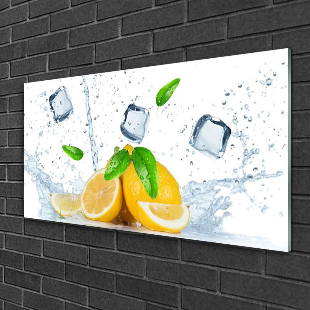 Obraz na skle Citron Kostka Ledu Kuchyně 120x60 cm