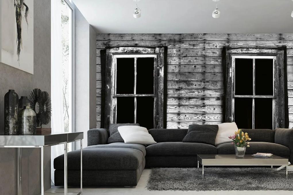 DIMEX | Samolepicí vliesová fototapeta na zeď Rozbitá okna MA-5-0827 | 375 x 250 cm | bílá, černá, šedá