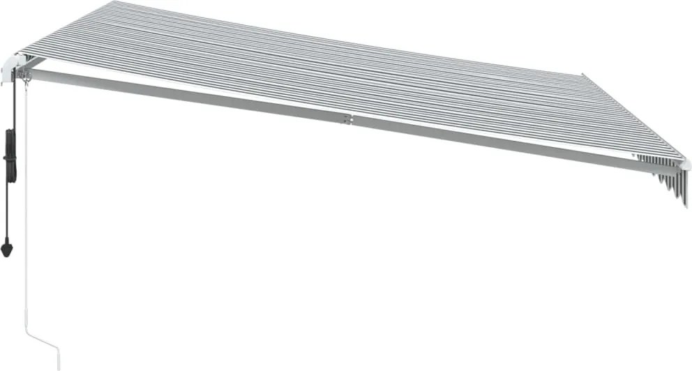 Automatická zatahovací markýza antracitová a bílá 400 x 350 cm 3215794