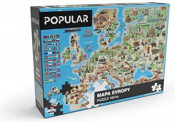 Puzzle popular puzzle - mapa evropy, 160 ks - cz