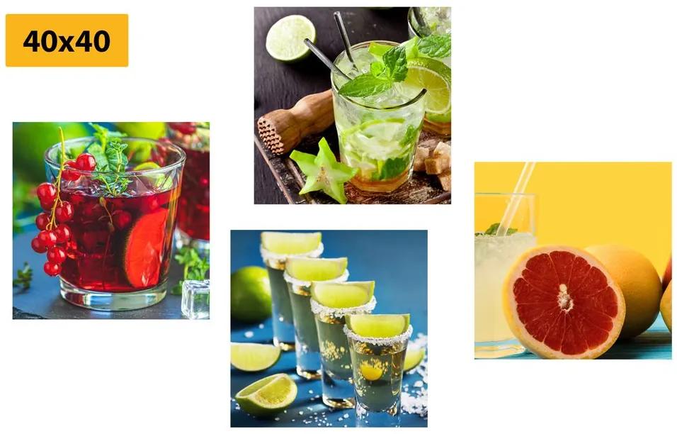Set obrazů drinky v pestrých barvách Varianta: 4x 40x40