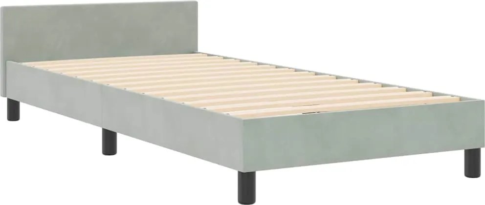Postel s boxspringem s čelo Světle šedá 90 x 190 cm samet 3344909