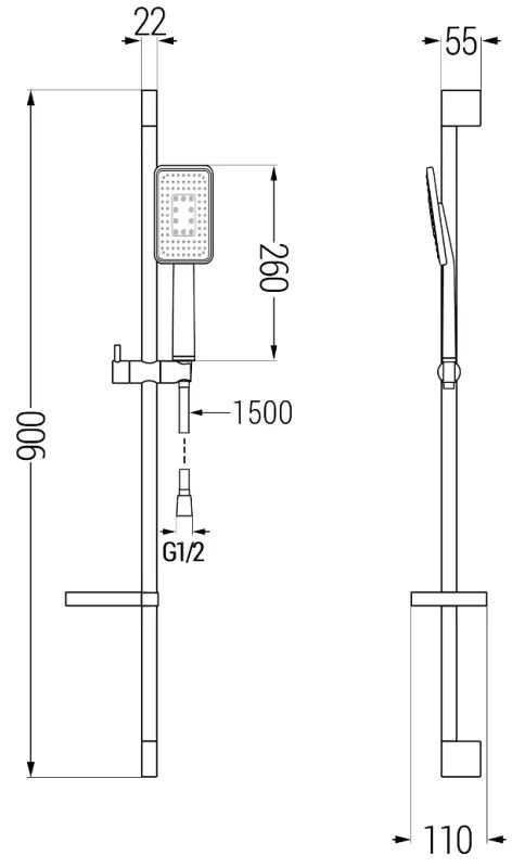 Mexen sprchový set DS54, černá/chrom, 785544583-71