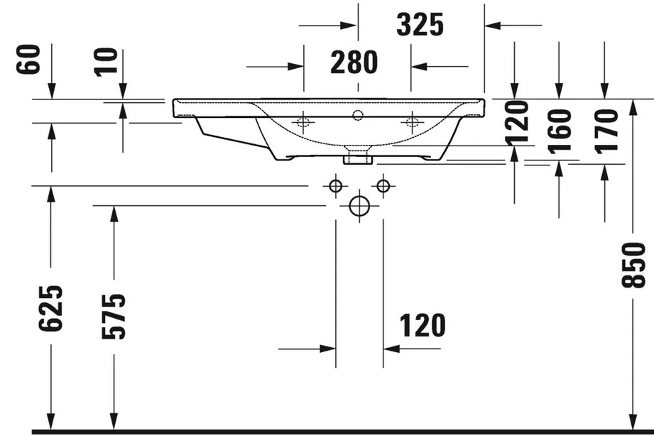 Duravit D-Neo - Umyvadlo do nábytku asymetrické 800 x 480 mm, umyvadlo vpravo, bílá 2370800000