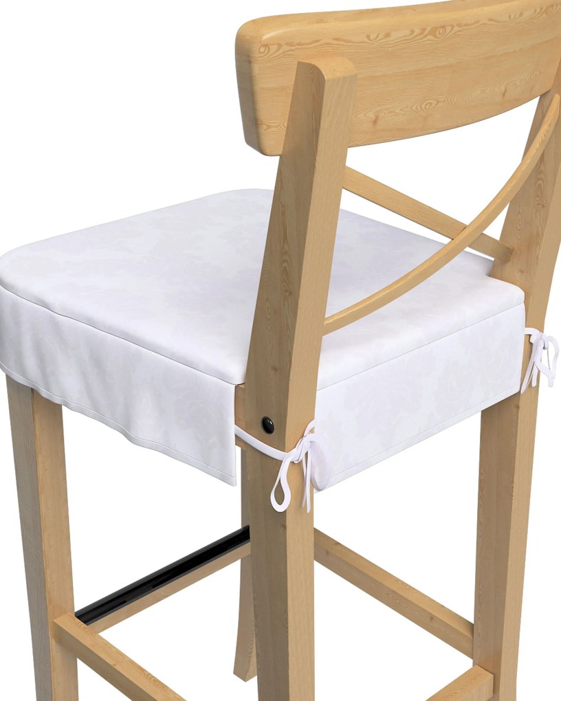 Sedák na židli IKEA Ingolf - barová barva bílá látka lesklé, pletený vzor, vzorované
