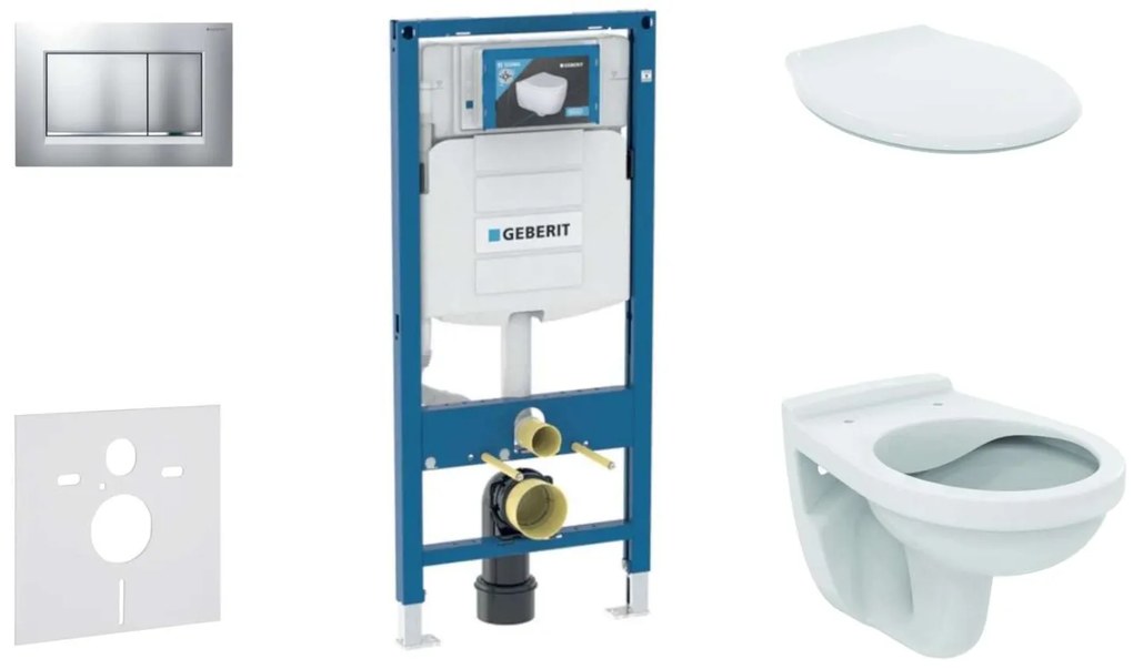 Geberit Duofix - Set předstěnové instalace, klozet Alpha se sedátkem, tlačítko Sigma30, chrom mat/chrom 111.300.00.5 NR7