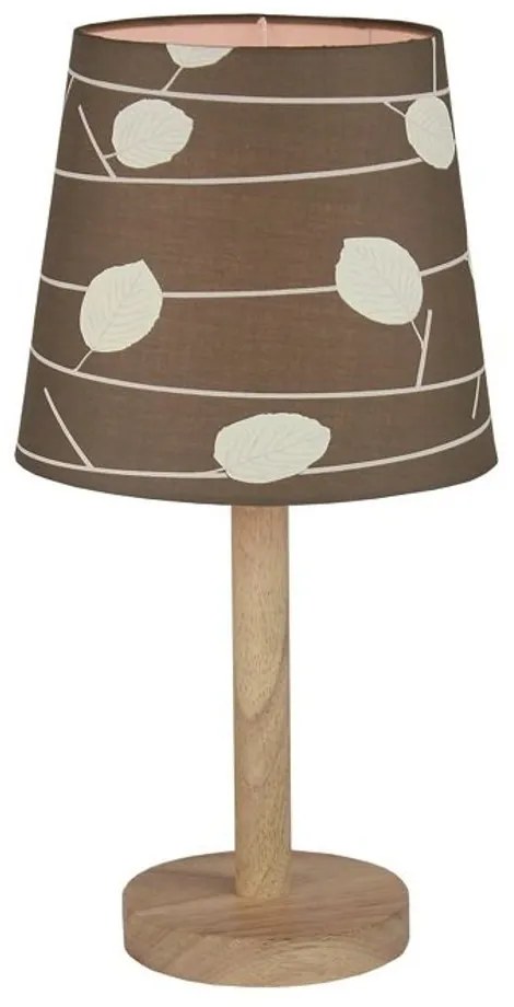 Stolní lampa, dřevo / látka vzor listy, QENNY TYP 6