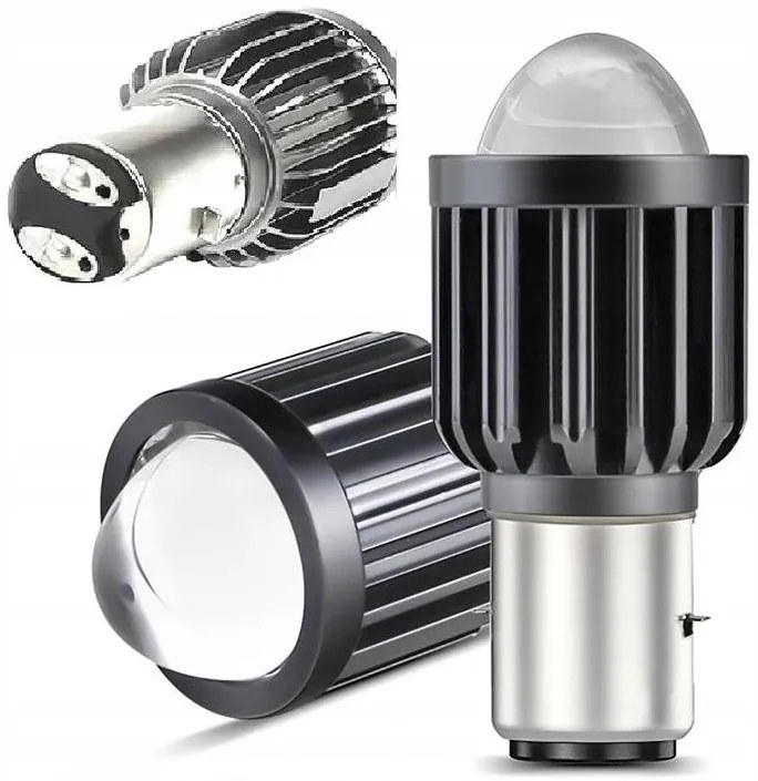 Led autožárovka motožárovka ba20d s2 led 3535 2400lm 6000k bílá s čočkou