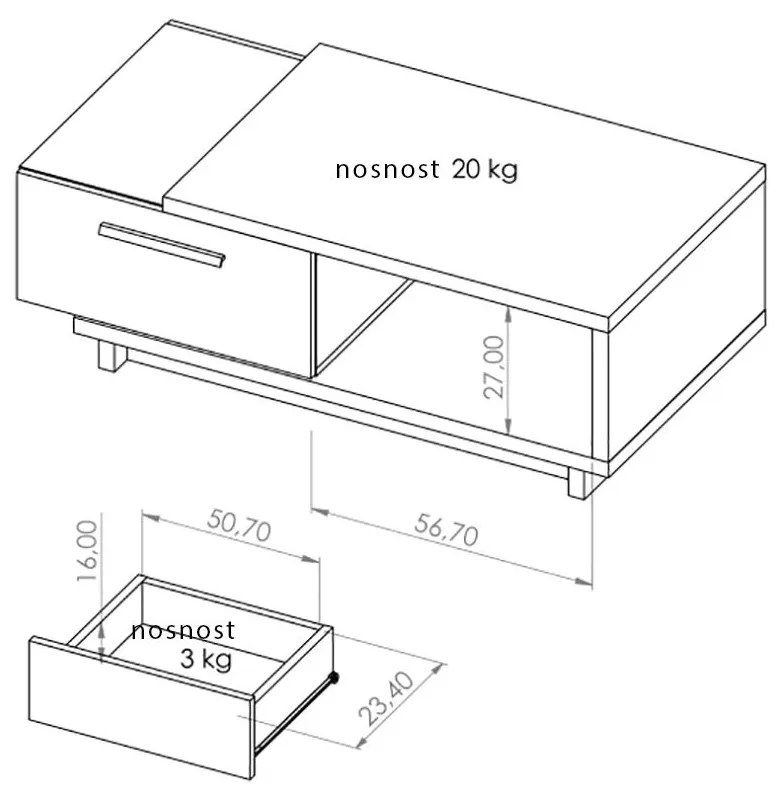 INES | konferenční stolek IN-03 | 120x60 cm | artisan/černá
