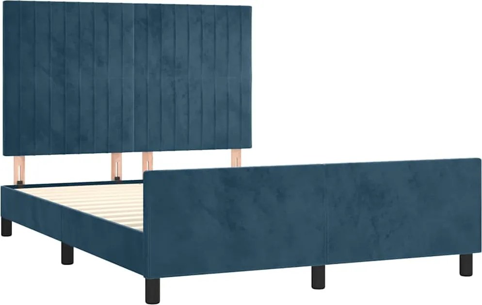 Rám postele bez matrace tmavě modrý 140x200 cm samet 3125883