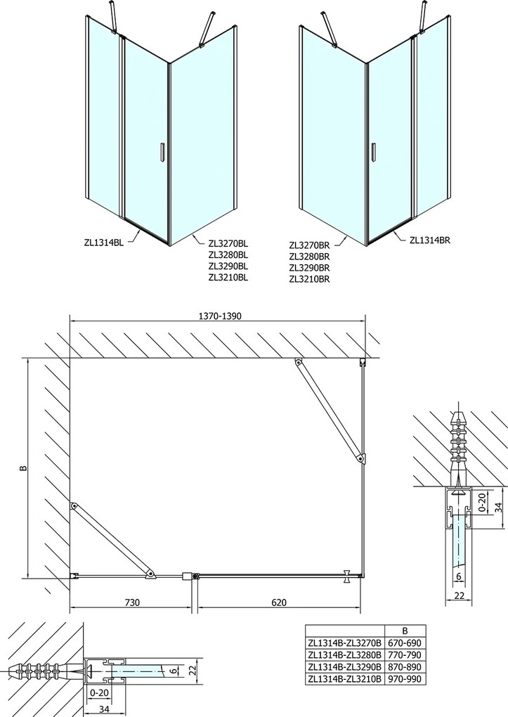 Polysan ZOOM LINE BLACK 140 x 90 cm ZL1314BZL3290B sprchový kout Koupelny Bernold