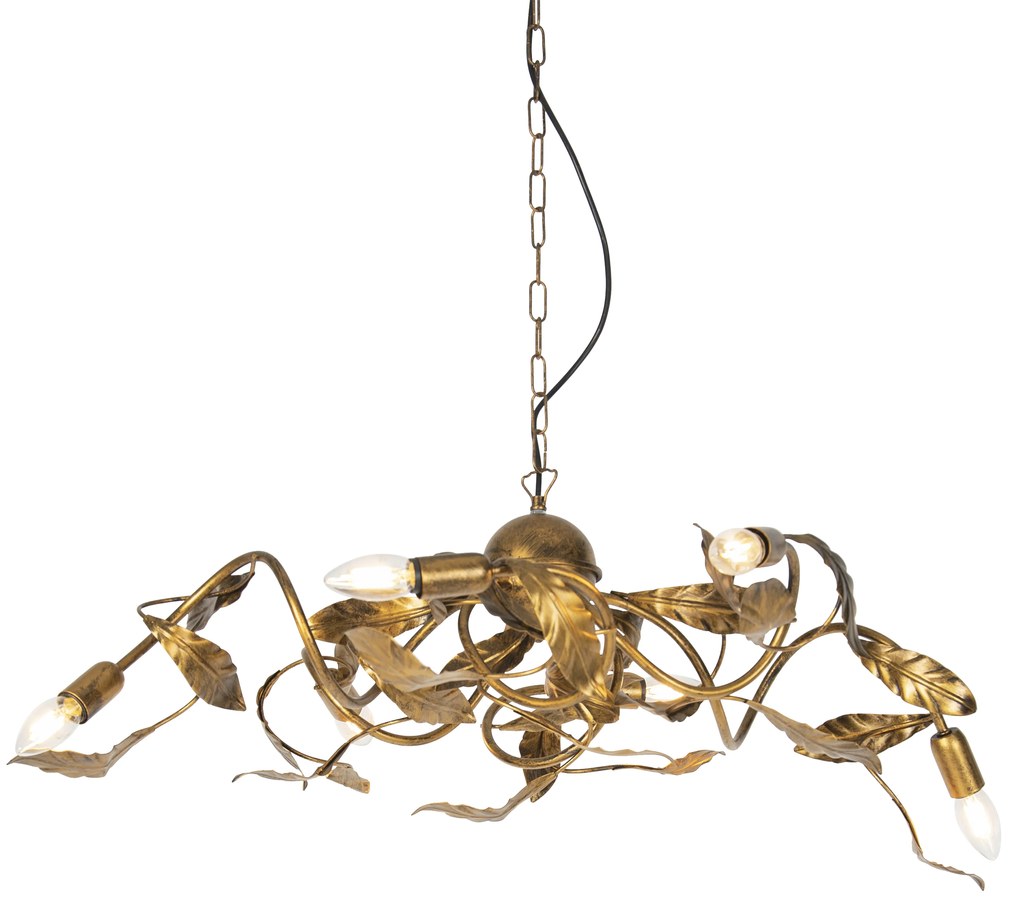 Vintage závěsná lampa antik gold 6-light - Linden